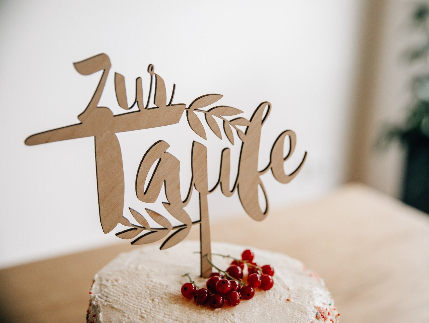 Caketopper ️ mit Schriftzug: zur Taufe